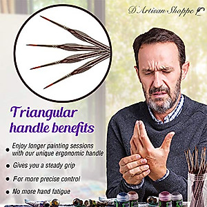 Rigger Paint Brush Detail Set. 4pc Size 1 Miniature Paint Touch Up Small Brushes Kit. Artist Pinstriping Brush Best for Acrylic Painting Warhammer 40K, D&D Military Scale Models, Oil, Watercolor Art