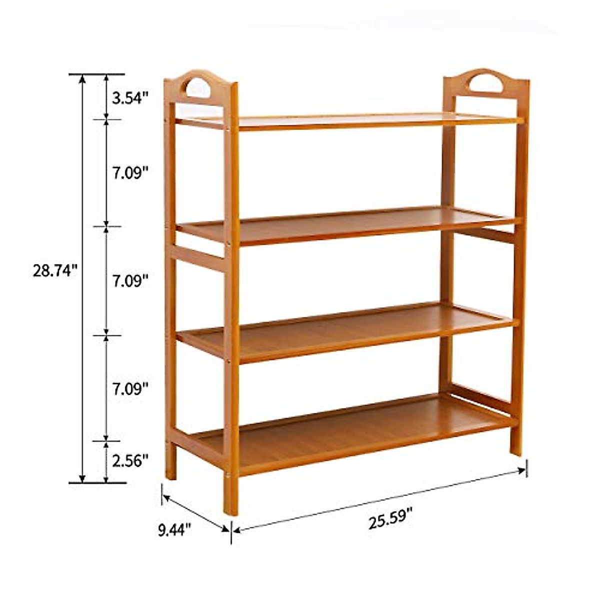 YUHUAWYH SANPON Bamboo Shoe Rack 4 Tier Shoe Organizer for Closet Entryway Shoe Rack Free Standing Shoe Shelf Flat Brown