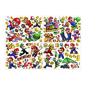 Mario Wall Decals Background Wall Stickers Peel and Stick Wall Art Decor for Kids Boys Girls Bedroom Nursery Living Room and Door