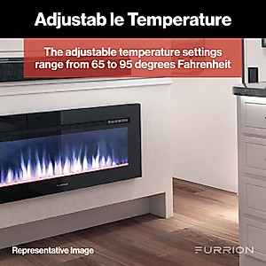 Lippert Components 696011 Built-in Electric Fireplace with Crystal Platform - 40', Black