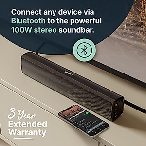 Majority Bluetooth Soundbar with Subwoofer | 100 Watts Sound bar for TV | 2.1 Stereo TV Sound Bar with Optical, RCA, USB, and AUX Playback | TV Speaker Bowfell Plus Sound Bar with Subwoofer