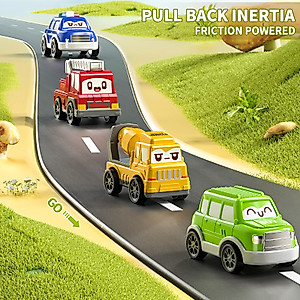 TEMI Toddler Pull Back Car Toys for 1 2 3 Year Old Boy Girl, 12 Pieces Baby Toy Cars with Play Mat/Storage Bag, Baby Toys 12-18 Months, Birthday Gifts for Toddler Toys Age 1-2