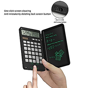 AIWE7D Small Calculator with Writing Tablet 12-Digit Portable Calculators with Stylus Electronic Drawing Board with Foldable Cover for Student Finance and Office [BK]