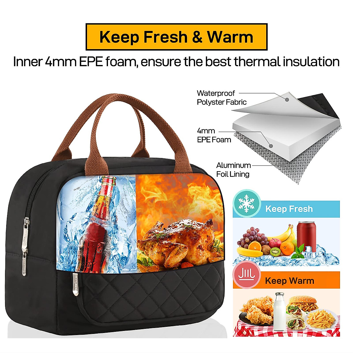 Buringer HOMESPON Lunch Bag for Woman Man Insulated Lunch Box Tote Bag for Work Picnic School or Travel