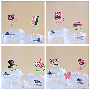 9 PCS Pink Straw Cover Silicone Pink Straw Covers Cap for Tumblers Reusable Straws Cute Straw Tips Cover