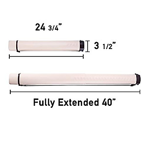 2-Pack Extendable Poster Tubes Expand from 24.5” to 40” with Shoulder Strap | Carry Documents, Blueprints, Drawings and Art | Creamy White and Violet Portable Round Storage Cases with Lids and Labels