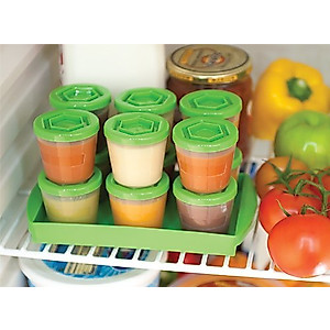 Baby Food Storage Containers w Write What You Want Lids (12 Pk)- 2oz Reusable, Stackable, Leakproof Plastic Jars- Freezer, Microwave & Dishwasher Safe- BPA/PVC Free- Green