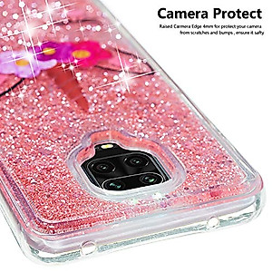 OOPKINS Glitter Liquid Case for Redmi Note 9 Pro Sparkle Floating Shiny Quicksand Clear Soft TPU Silicone Shockproof Protective Bumper Thin Cover for Redmi Note 9S Bling Eyelash Unicorn XY