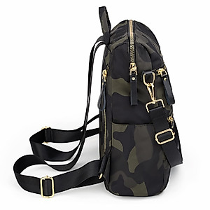 UTO Camo Waterproof Backpack for Women Durable Nylon Multipurpose Roomy Multi pockets Travel Business Shoulder Bag Zoya Camo Green