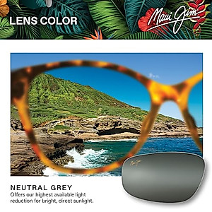 Maui Jim Men's and Women's Kawika Polarized Classic Sunglasses, Black Gloss w/Antique Pewter/Neutral Grey, Medium