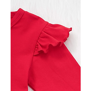 AGAPENG Toddler Girl Valentine's Day Baby Clothes Ruffle Long Sleeves Heart Pants 3Pcs Baby Girl Outfits 2 3 T Red