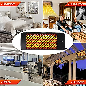 HUMSURE Electric Quartz Tube Wall Mount Infrared Patio Heater 1500w, Waterproof And Lightweight For Dining Room, Patio, Backyard, Garage And Deck, Standard, Black