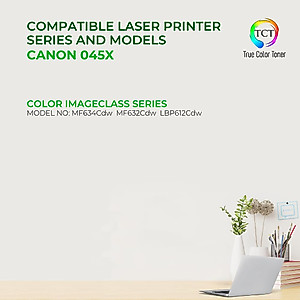 TCT 045X Color Toner Cartridge 3 Pack - Premium Compatible Replacement for Canon 045H High Yield Works with Canon Color ImageClass MF634CDW MF632CDW LBP612CDW Printers (Cyan Magenta Yellow)