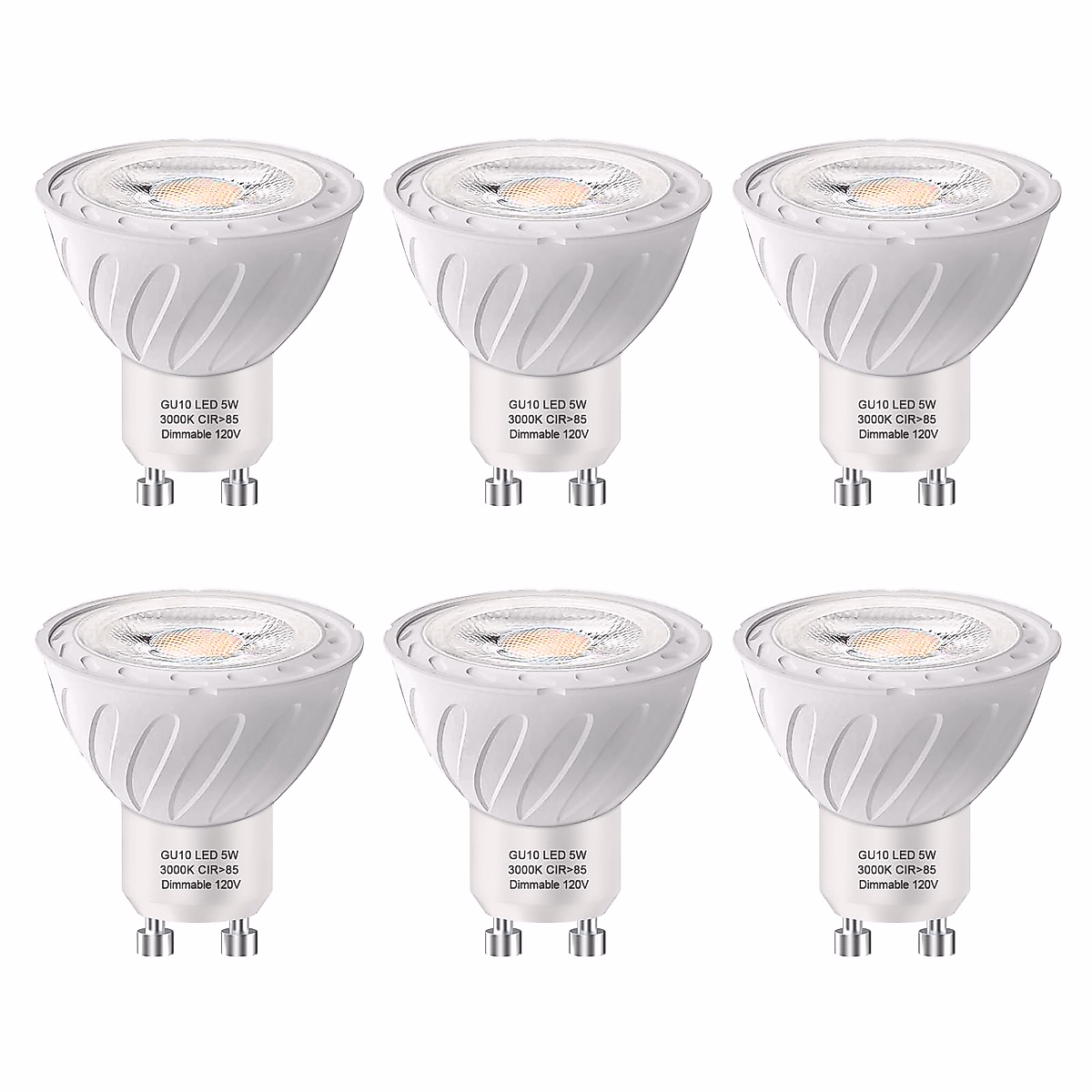 VITUNOV GU10 LED Bulb Dimmable, 50W Halogen Equivalent, Warm White 3000K, 120V 5W 500LM MR16 Spotlight Bulbs for Track Recessed Accent Ceiling Lighting, 6 Pack