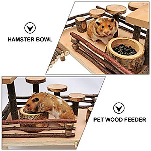POPETPOP Hamster Wooden Food Bowl for Hedgehog Guinea- Pig Gerbil Squirrel Reptiles Chinchilla Ceramic Feeding Dish (Random Color)