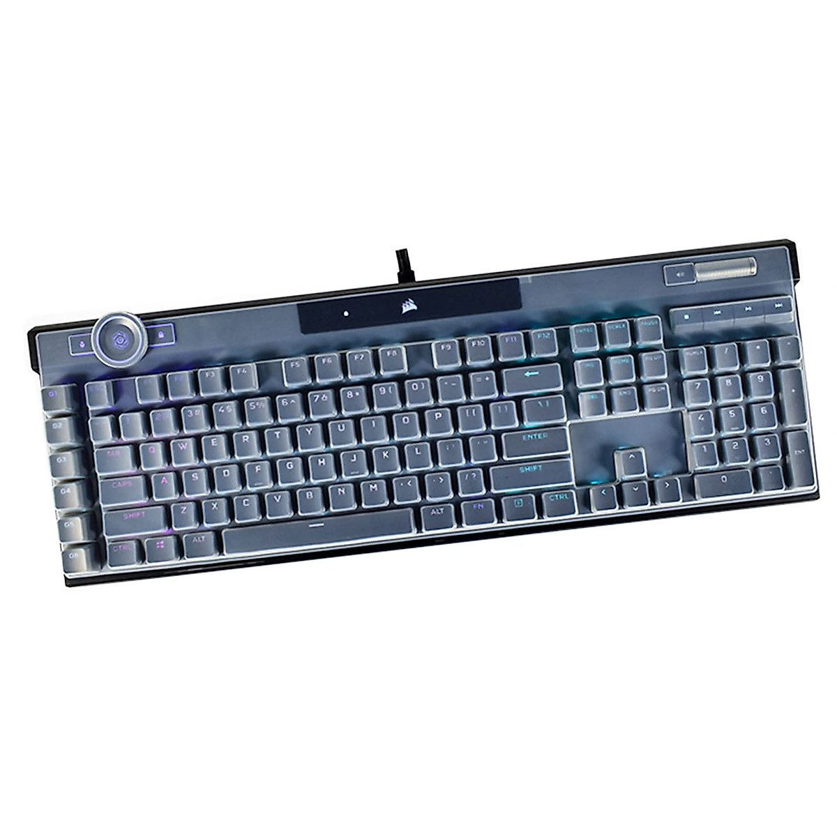 Silicone Keyboard Skin Cover Compatible for Corsair K100 RGB Optical-Mechanical Gaming Keyboard & Corsair K100 RGB Mechanical Gaming Keyboard with Cherry MX Speed RGB Silver Keyswitches (Clear)