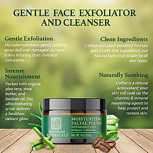 Natural Elements Botanicals Moisturizing Facial Polish, Gentle Face Scrub, 2-in-1 Facial Scrub, Hydrating & Exfoliating Face Scrub, Facial Exfoliator w/Bamboo & Coffee, 2 oz