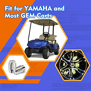 CLUBRALLY Golf Cart Chrome Lug Nuts Applicable to Yamaha/GEM, 12MMx1.25"Pack of 16