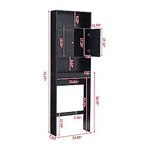 Cimlyfit Over The Toilet Storage Cabinet, 3-Tier Bathroom Space Saver, Bathroom Organizer Shelf Over Toilet, Freestanding Multifunctional Laundry Organizer Toilet Rack Black
