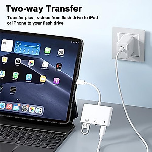 MASAYA USB 3 Camera Adapter,3 in 1 USB Female OTG Adapter with 3.5 mm Headphone Jack and Charging Splitter Compatible with i-Phone 12 11 X 8,Support Card Reader,MIDI