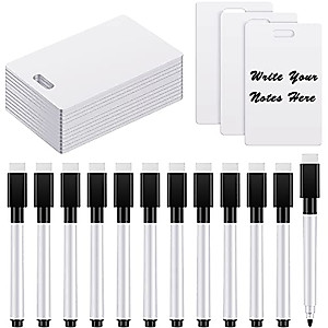 24 Packs Pocket Sized Erasable Notepad Badge Accessory 12 Pieces Mini Whiteboard Clipboard Hangs with Badge Mini Whiteboard Small Dry Erase Board with 12 Pieces Dry Erase Marker for Office School