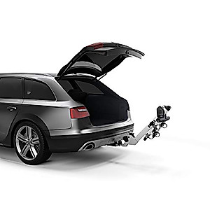 Thule Helium Pro Hanging Bike Rack - Carries 2 Bikes - Lightweight Hitch Bike Rack - Fits 2" and 1.25" receivers - Quick Tool-Free Installation - Tilts for Trunk Access - 75lb Load Capacity