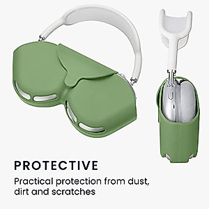kwmobile Silicone Cover Compatible with Apple Airpods Max Case Holder for Over-Ear Headphones - Pastel Green