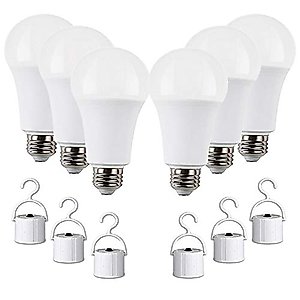 LABORATE LIGHTING Rechargeable LED Light Bulbs with Battery Backup, Emergency LED Bulb, Pack of 6, LED 60 Watt Bulb