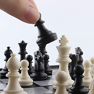 DINOBROS Chess Pieces Only Magnetic Plastic Chessman Set for Replacement of Missing Pieces - Complete Set of 32 Unweighted Game Pawns