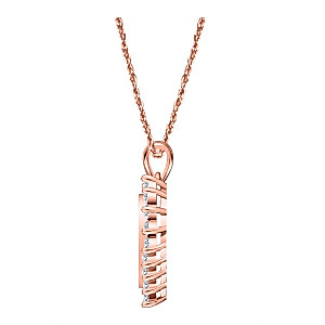 MauliJewels 1 Ct Diamond Open Heart Pendant for Women in 14k Solid Rose Gold with complimentary 18" Silver Chain