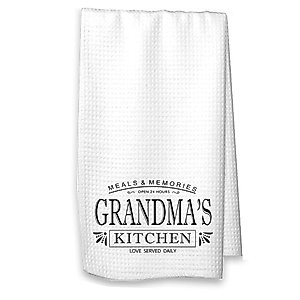 The Creating Studio Grandma's Kitchen Tea Towel, for Grandma, Custom Handmade Gift, Love Served Daily