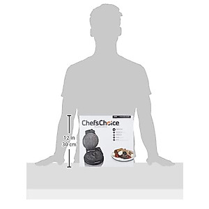 Chef'sChoice KrumKake Maker Features Nonstick Surface and Instant Heat Recovery with Temperature Control and Ready Light, Includes Roller, 1050-Watts, Silver