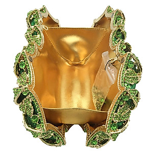 Boutique De FGG Elegant Flower Clutch Formal Evening Bags Women Party Crystal Clutch Purse Wedding Rhinestones Handbags,Mini,Light Green