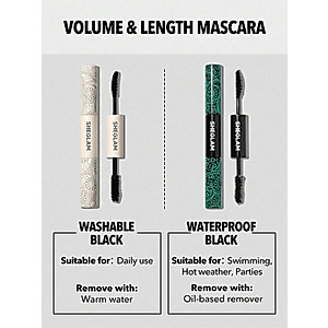 SHEGLAM 2 In 1 Black Volume and Length Washable Mascara Long Lasting Dual-Ended Tubing Eye Makeup