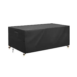 600D Heavy Duty Large Waterproof Tea Table Cover -96" Outdoor Sofa Set Covers- Rectangular Patio Table Cover , Dining Table Cover, Table and Chair Set Cover Black