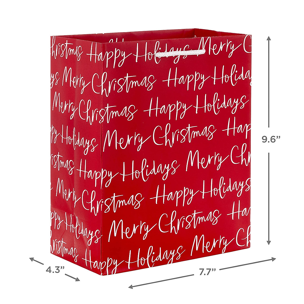 Hallmark 9" Medium Christmas Gift Bags (4 Bags: Snowy Tree, Rustic Farmhouse, Snowman, "Merry Christmas") in Gray, Red, White, Brown