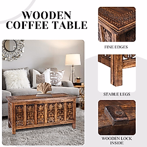 Rectangular Wooden Coffee Table, Modern Wooden Coffee Table, Center Tables, Entryway Table, Living Room Table for Magazines, Books, and Plants - 36x18 Inch Burnt