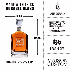 Retirement Gifts for Men - Personalized Decanter - Custom Engraved 2024 Retirement Gifts for Him, Dad, Husband, Boss, Coworker - Best Mens Retirement Gift Ideas - Unique Gifts for Retirement