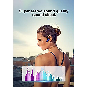 Open Ear Wireless Bone Conduction Headphones, Bluetooth 5.0 Wireless Earphones, High Sound Quality, Waterproof Sports Open-Ear Headsets for Running Hiking Driving Bicycling (Blue)