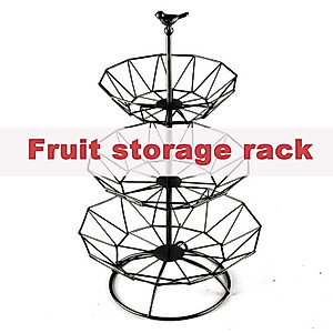 MINIDUO Wrought iron 3 Tier Fruit Tray Fruits Desserts Candy Buffet Plates Serving Tray for Family Dinner Birthday Party Wedding-gold