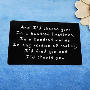 Engraved Wallet Insert Card Husband Gifts from Wife Boyfriend Gifts Anniversary Valentines Gifts for Men I'd choose you Metal Cards Birthday Card Gifts for Husband Wedding Day Gift for Groom Fiance