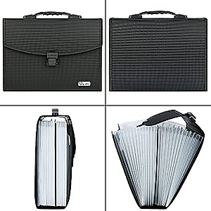 Uquelic 26Pockets Expanding File Folder - Upgraded Durable Buckle, Base with Ergonomic Portable Handle/Large A4 Letter Size Expandable File Organizer/Accordion Filing Document