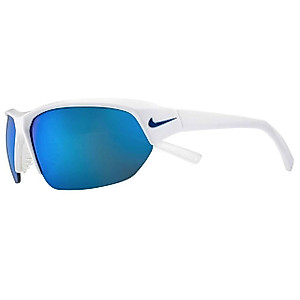 Nike EV1125-104 Skylon Ace Sunglasses White Frame Color, Grey with Blue Mirror Lens Tint