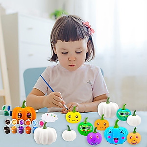 Pumpkin Decorations Halloween Crafts pumpkin 12 Halloween White Artificial Pumpkin Decorating Kit with Sticker Kids DIY Arts and Crafts for Halloween Party Thanksgiving Home Fall Decor Pumpkin Decor
