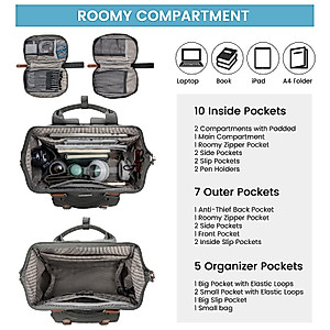LOVEVOOK Laptop Backpack for Women, Teacher Nurse Bag Work Travel Computer Backpacks Purse,Water Resistant Daypack with USB Charging Port, 17.3 inch