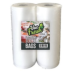 Vac Fresh Food Vacuum Sealer Rolls (8" x 50', 2 Rolls), 3.5mil Embossed Food Storage Bags, Vacuum Seal Bags for Meal Prep, Sous Vide Bags for Cooking (100 Feet)