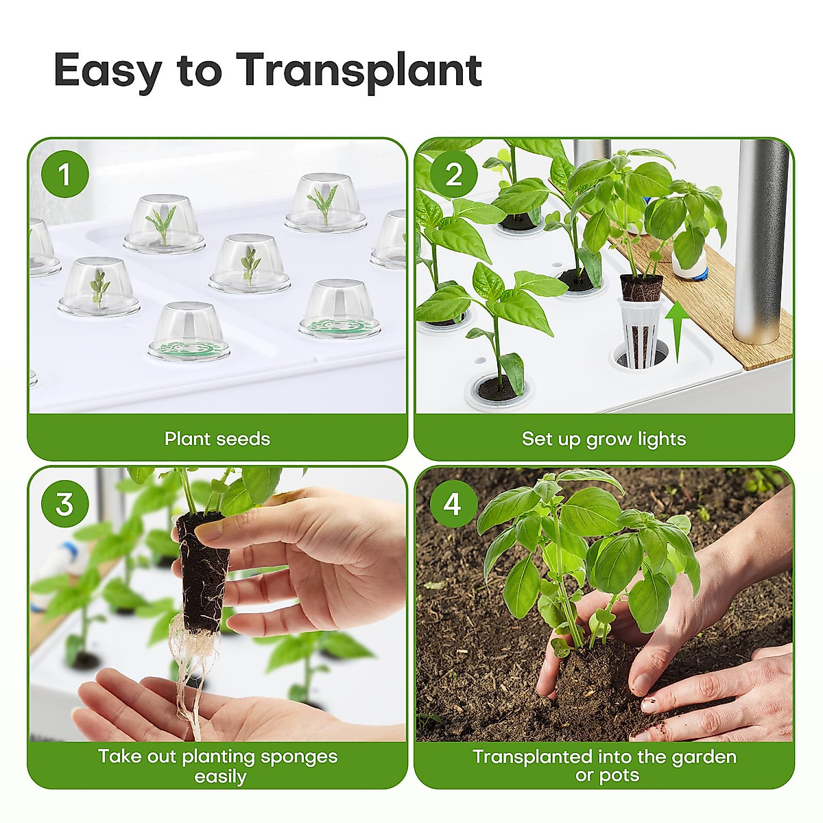 Ahopegarden Indoor Garden Hydroponics Growing System, 60 Pods Vertical Garden with LED Grow Light - Plant Germination Kit Aeroponic Veggie Flower Fruit Growth with Smart Socket & Pump System