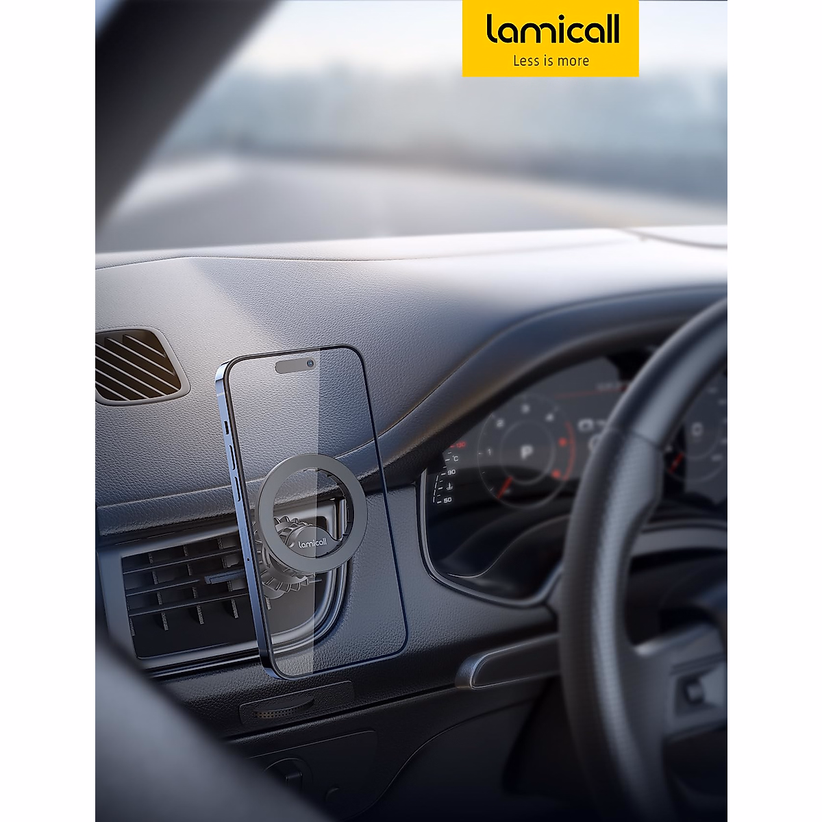 Lamicall 2 Pack Fits MagSafe Car Mount –[20 Upgraded Magnets] Magnetic Phone Holder Car,Air Vent Cell Phone Holder Clip, MagSafe Accessories for iPhone 15 Pro Max Plus 14 13 12 Mini & All Phones