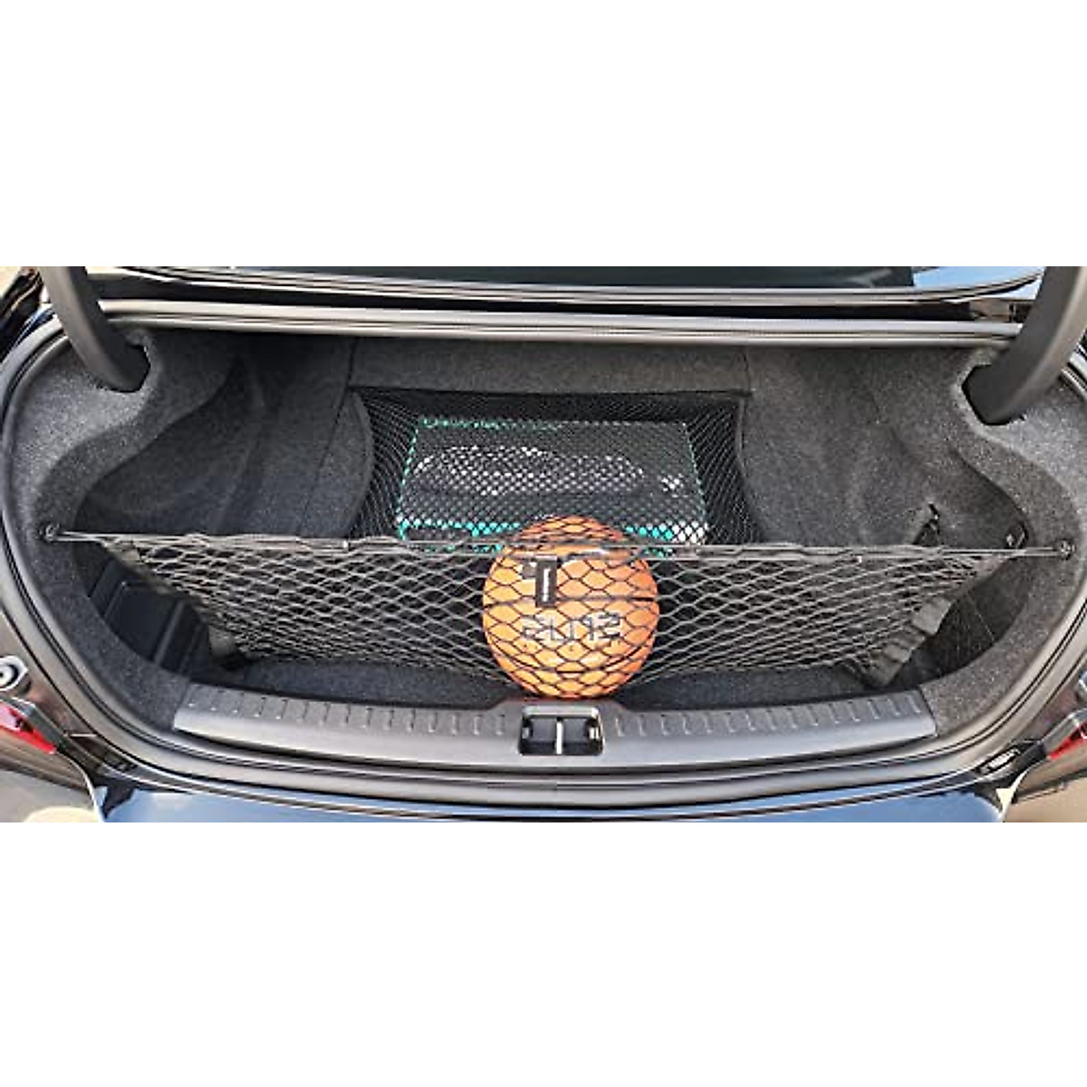 Envelope + Floor Style Automotive Elastic Trunk Cargo Net for Volvo S60 B5-2019-2023 - Premium Trunk Organizer and Storage - Luggage Net for Sedan - Car Organizer for Volvo S60 T8