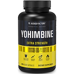 Jacked Factory Yohimbine Extra Strength Supplement, 270 Capsules - Premium Yohimbe Bark Extract for Experienced Users - Body Recomposition, Energy & More - Zero Fillers - 270 Veggie Capsule Pills